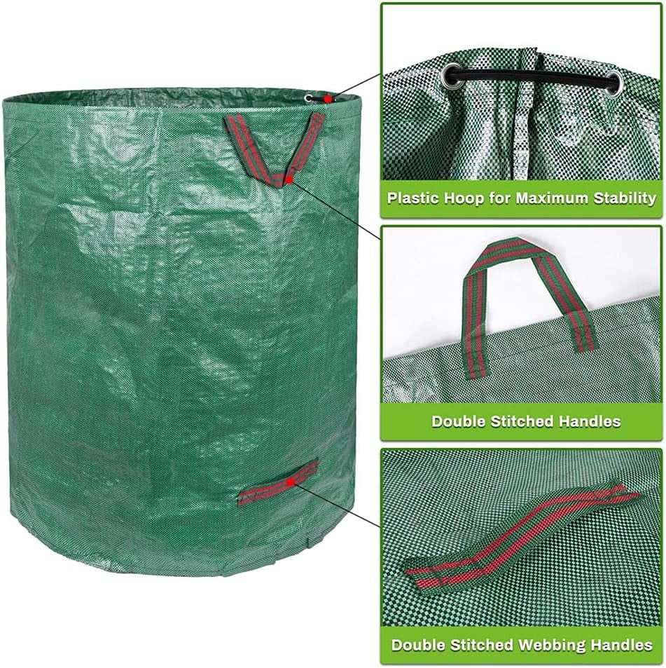 3Pack Garden Yard Waste Bags Sacks, Reuseable Gardening Lawn Leaf Bag ...