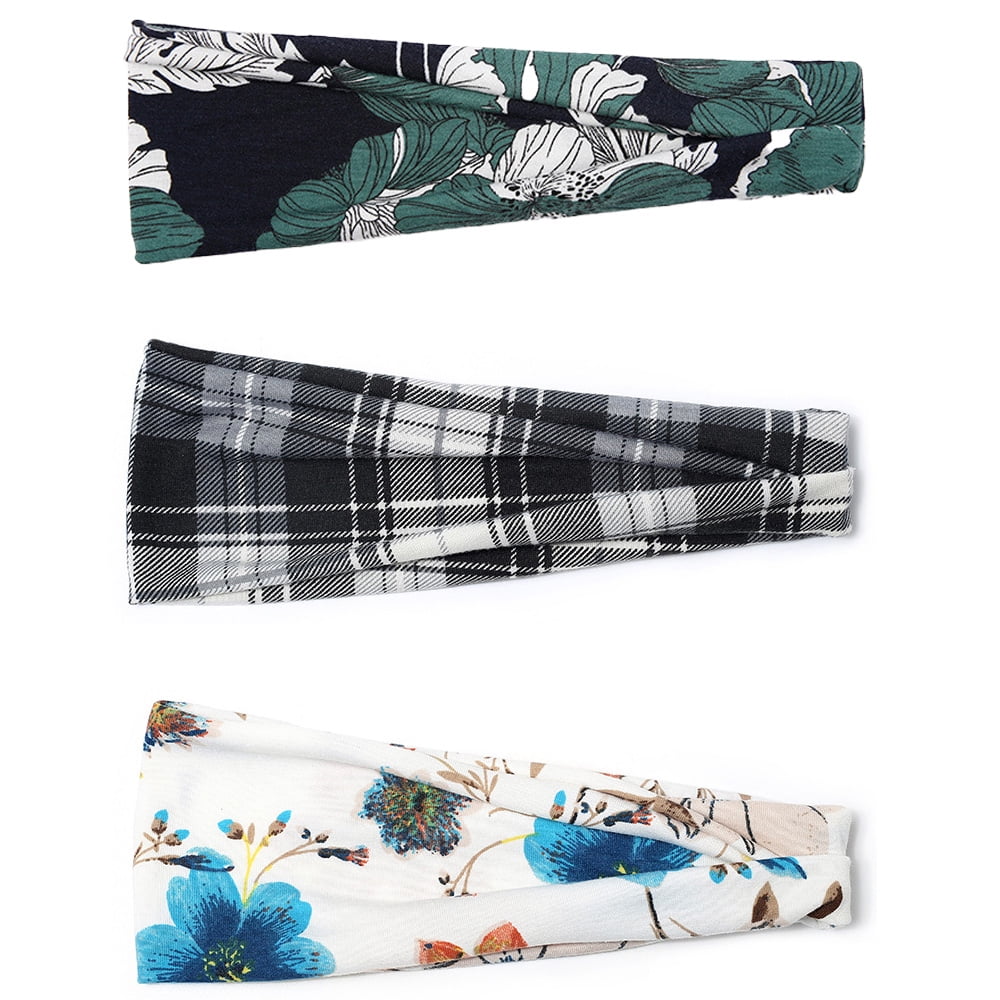 3pack Headbands For Women Knotted Cross Twist Wide Turban Hair Band