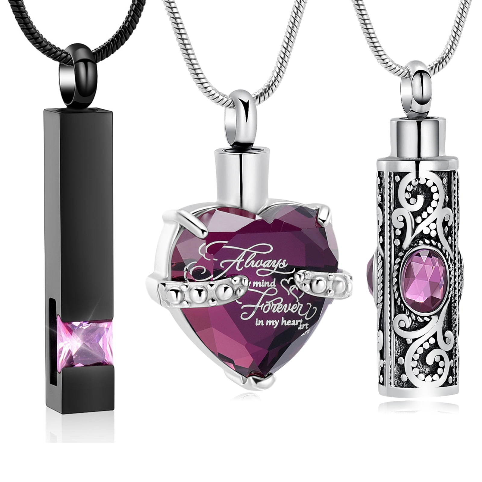 3Pack Heart Bar Adult Cremation Jewelry for Ashes Holder Necklace for ...