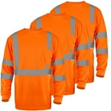 3Pack Hi Vis Class 3 Reflective Safety Shirt - Long Sleeve Work T-Shirt ...
