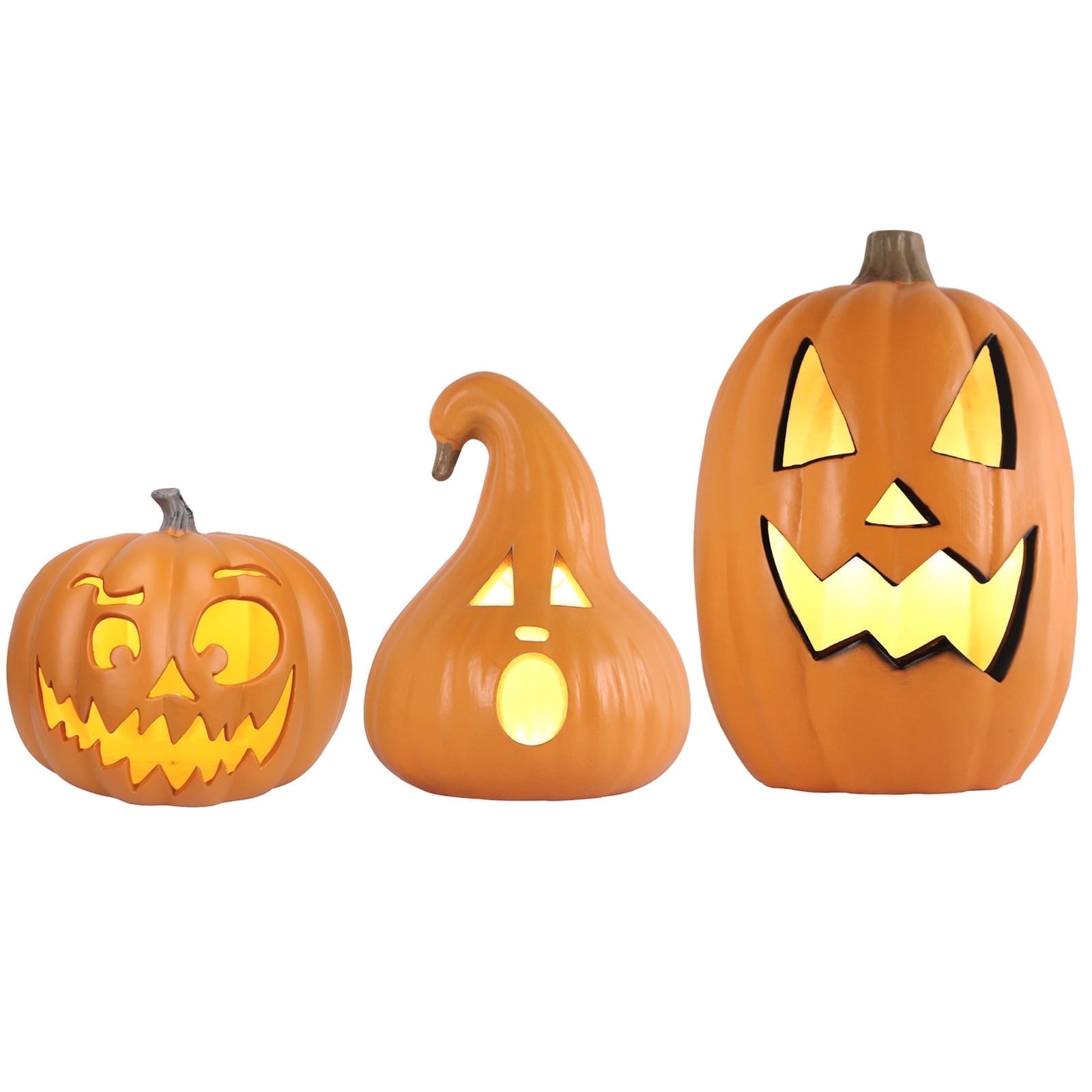 3Pack Jack O Lantern Halloween Pre-Lit Pumpkin Lanterns Combo for ...