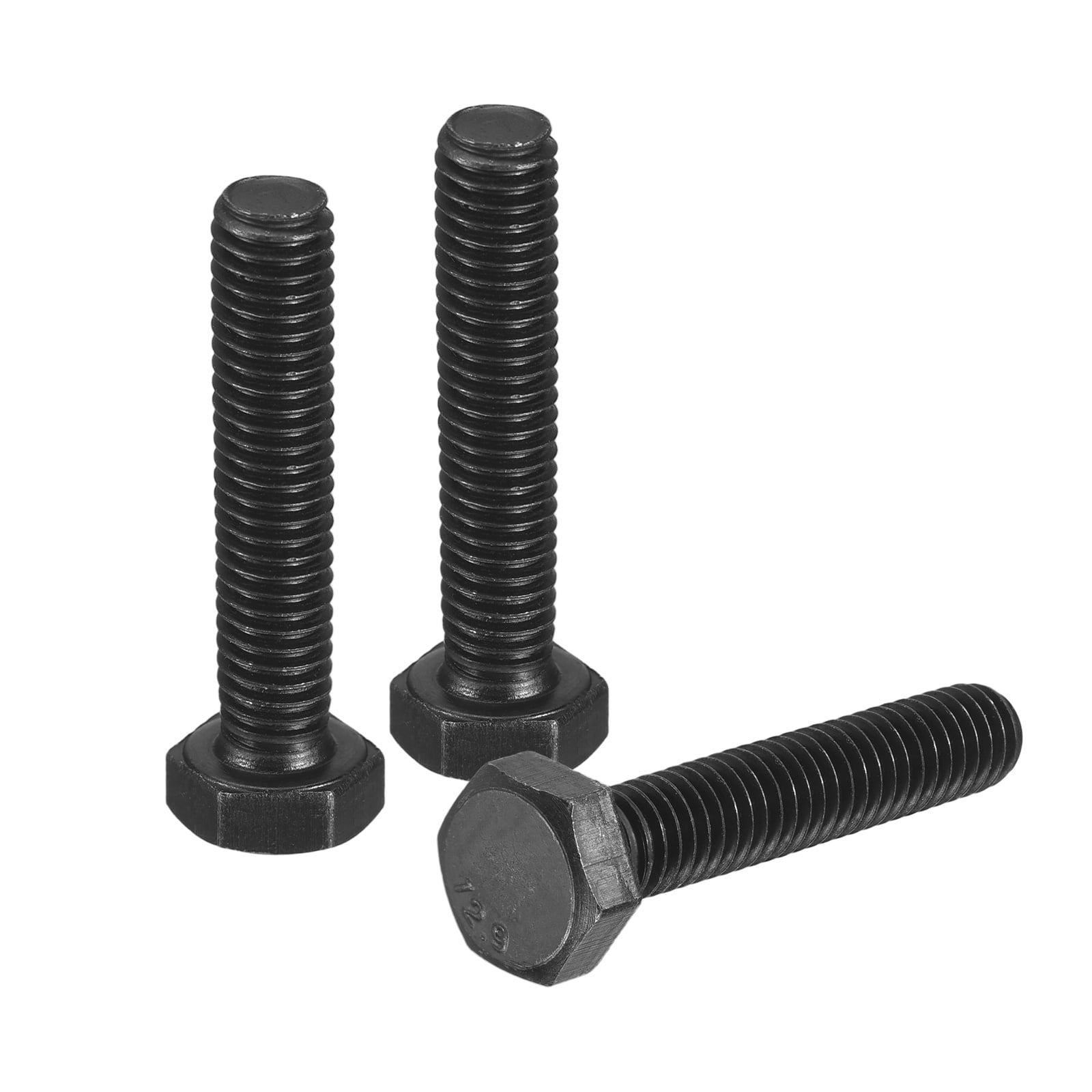 3Pack M6-1 x 30mm Left Hand Hex Head Bolt, Black Oxide Carbon Steel ...