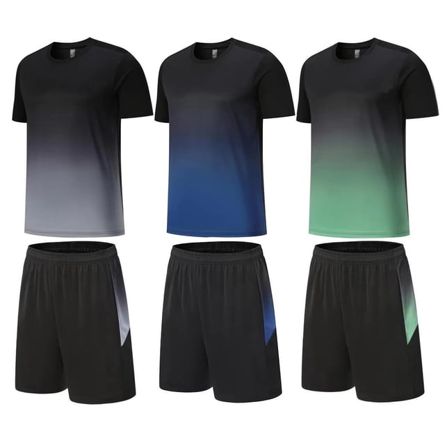 3Pack Men's Workout Set Gym Clothes Active Shorts Shirt Set for Running ...