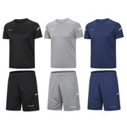 BUYJYA Men's 5-Piece Cooling Mesh Athletic Shorts Set with Zipper ...