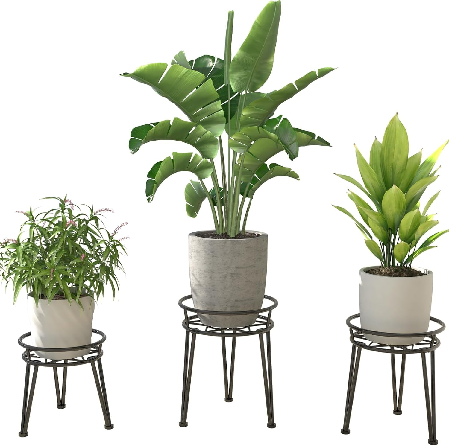 3Pack Metal Plant Stands Outdoor Indoor,Rustproof Iron Flower Pot ...