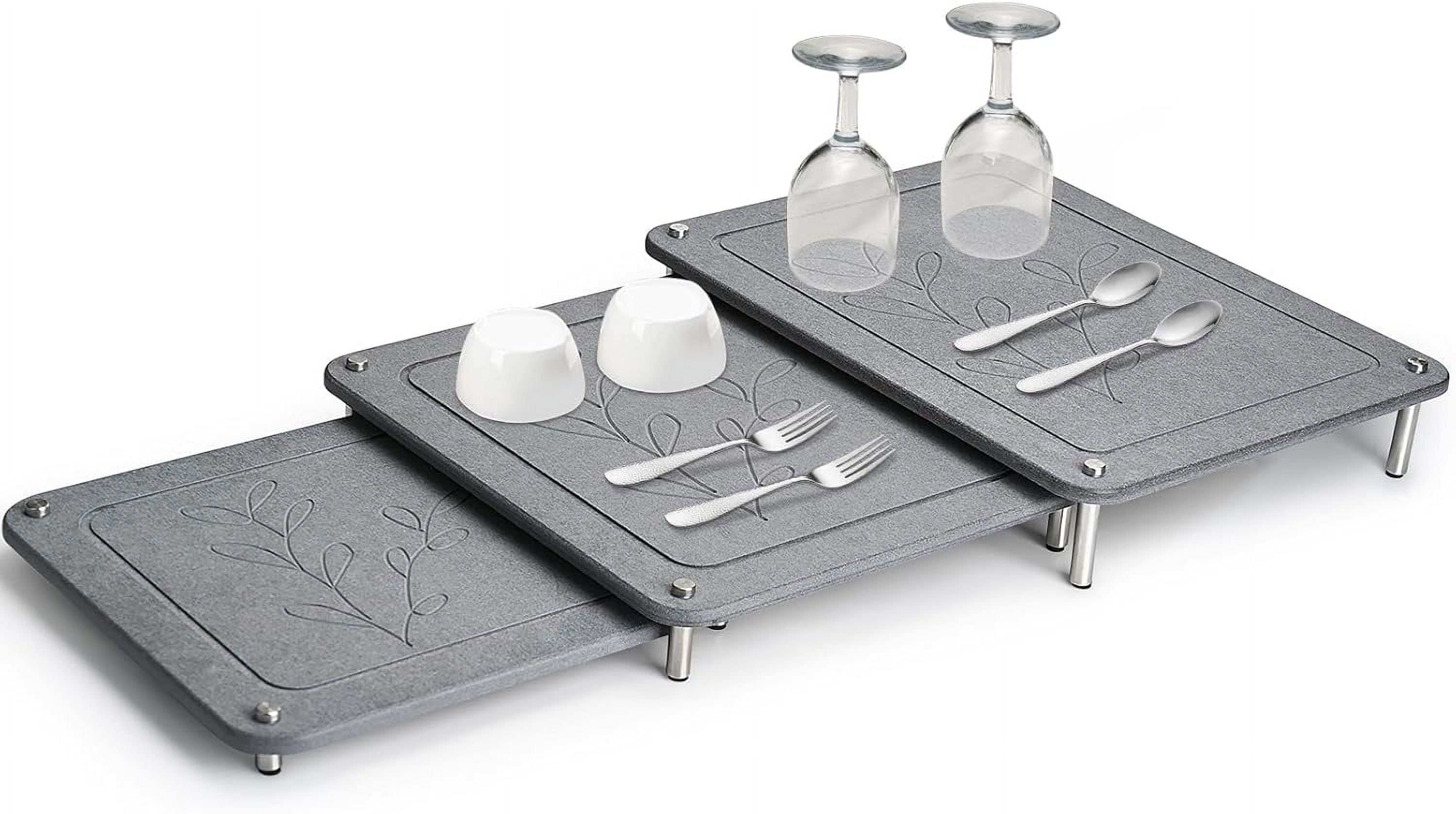 3Pack Nesting Stone Drying Mats for Kitchen Counter, Diatomaceous Earth ...