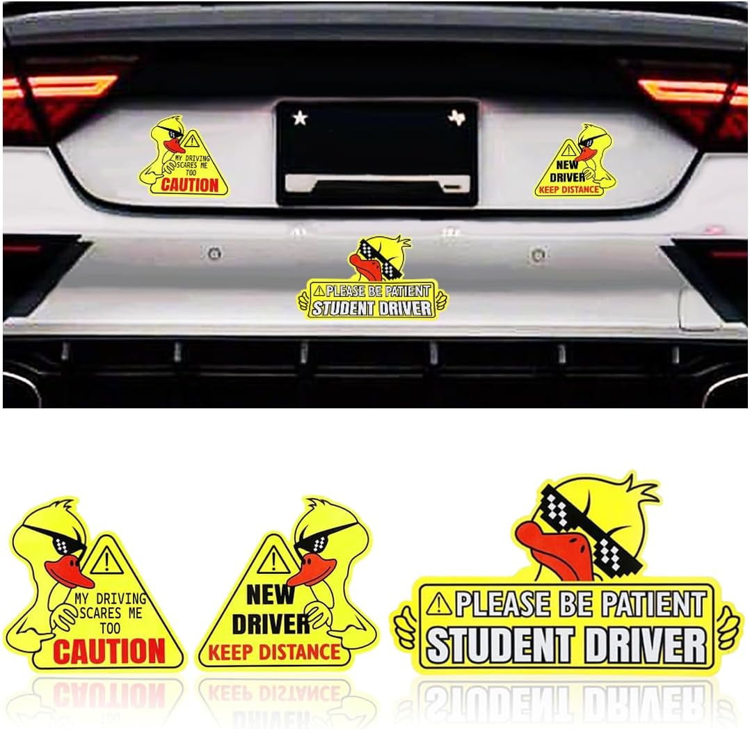 3Pack New Driver Sticker Cute Duck Car Sticker, Student Driver Sign ...