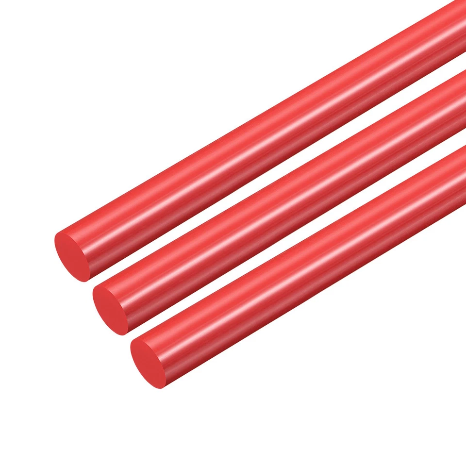 3Pack Plastic Round Rod,8mm Dia 50cm Red Engineering Plastic Round Bar ...