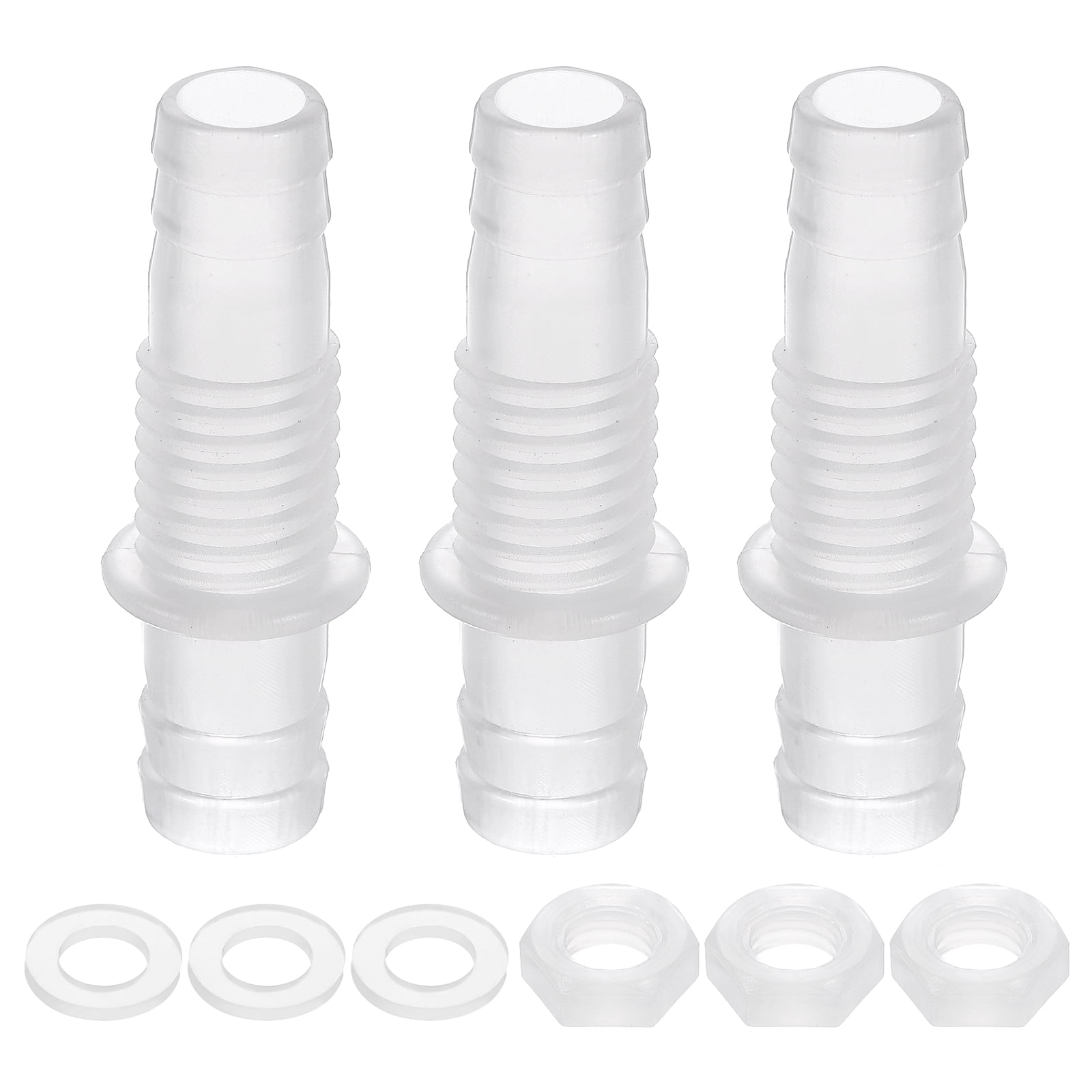 3Pack PlasticHose Barb Fitting, 11/32" x 3/8" Adapter Union with M12 ...