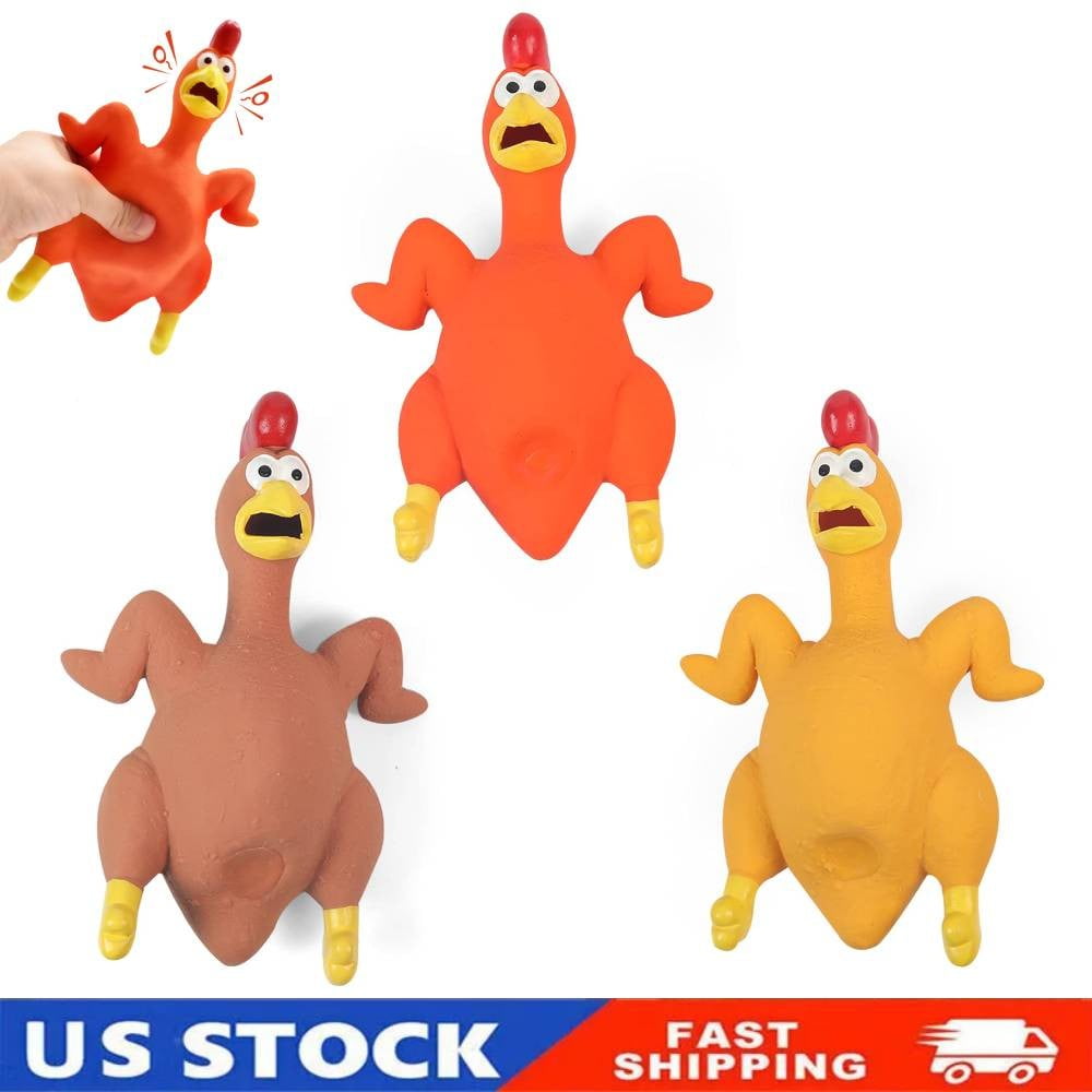 3Pack Rubber Chicken Dog Toys with Squeakers, Busting and Interactive Fetch Play - Walmart.com