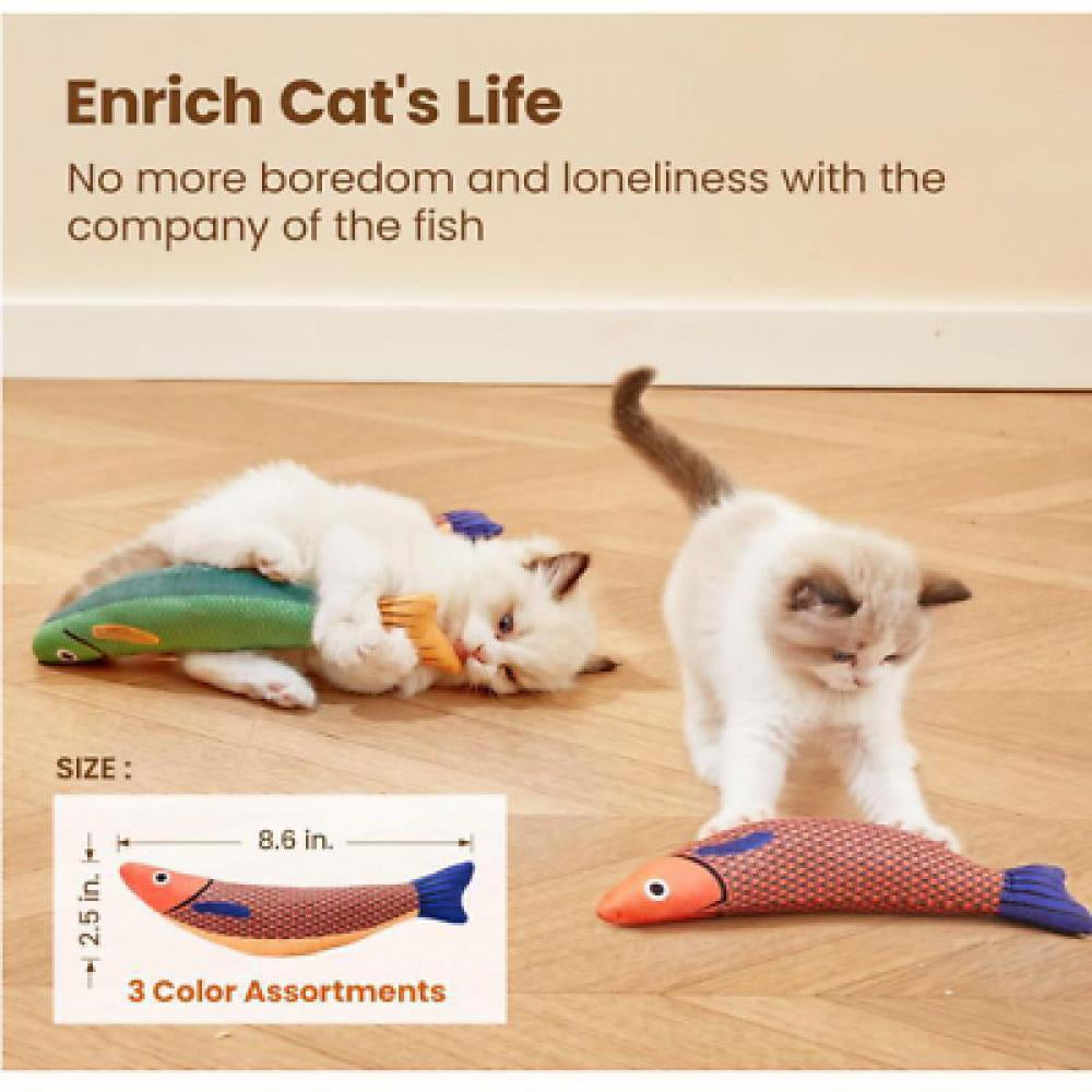 3Pack Saury Fish Catnip Sound Toys Soft and Durable, Interactive Cat ...