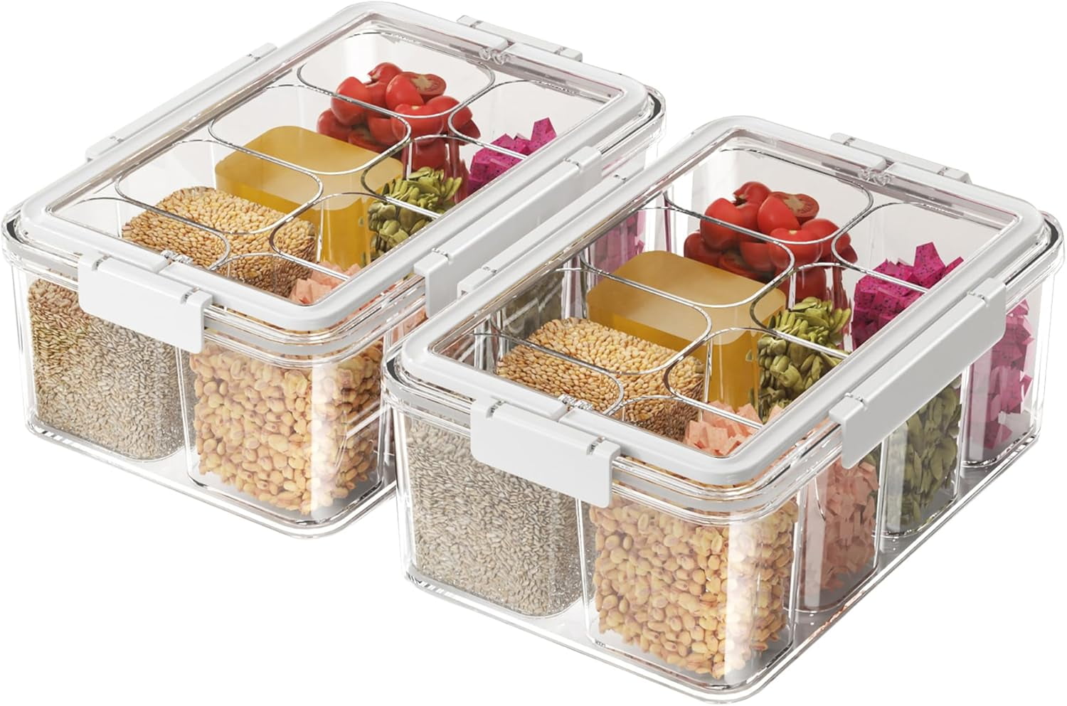 3Pack Snackle Box Container Set Divided Food Serving Tray with Handle ...