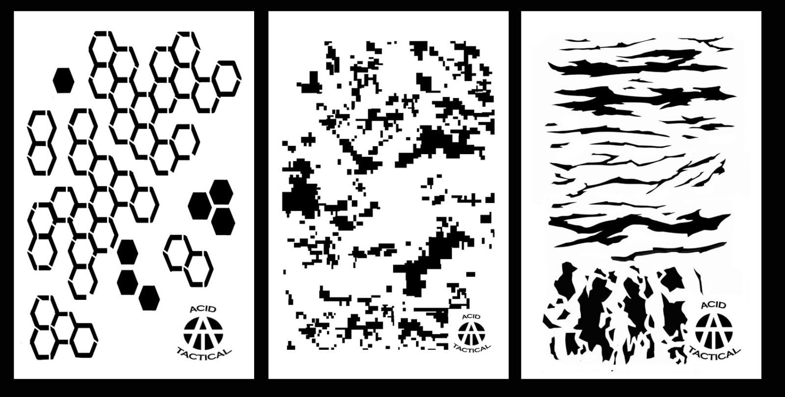 3Pack! Spray Paint Camouflage Stencils 14" - Tiger Stripe Hexacam ...