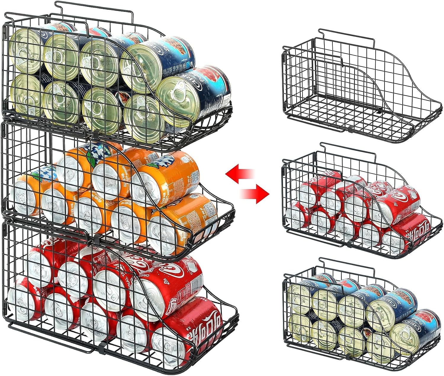 3Pack Stackable Beverage Can Dispenser Rack,Can Storage Organizer ...