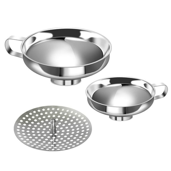 3Pack Stainless Steel Metal Funnel ,Canning Funnel with Strainer for ...