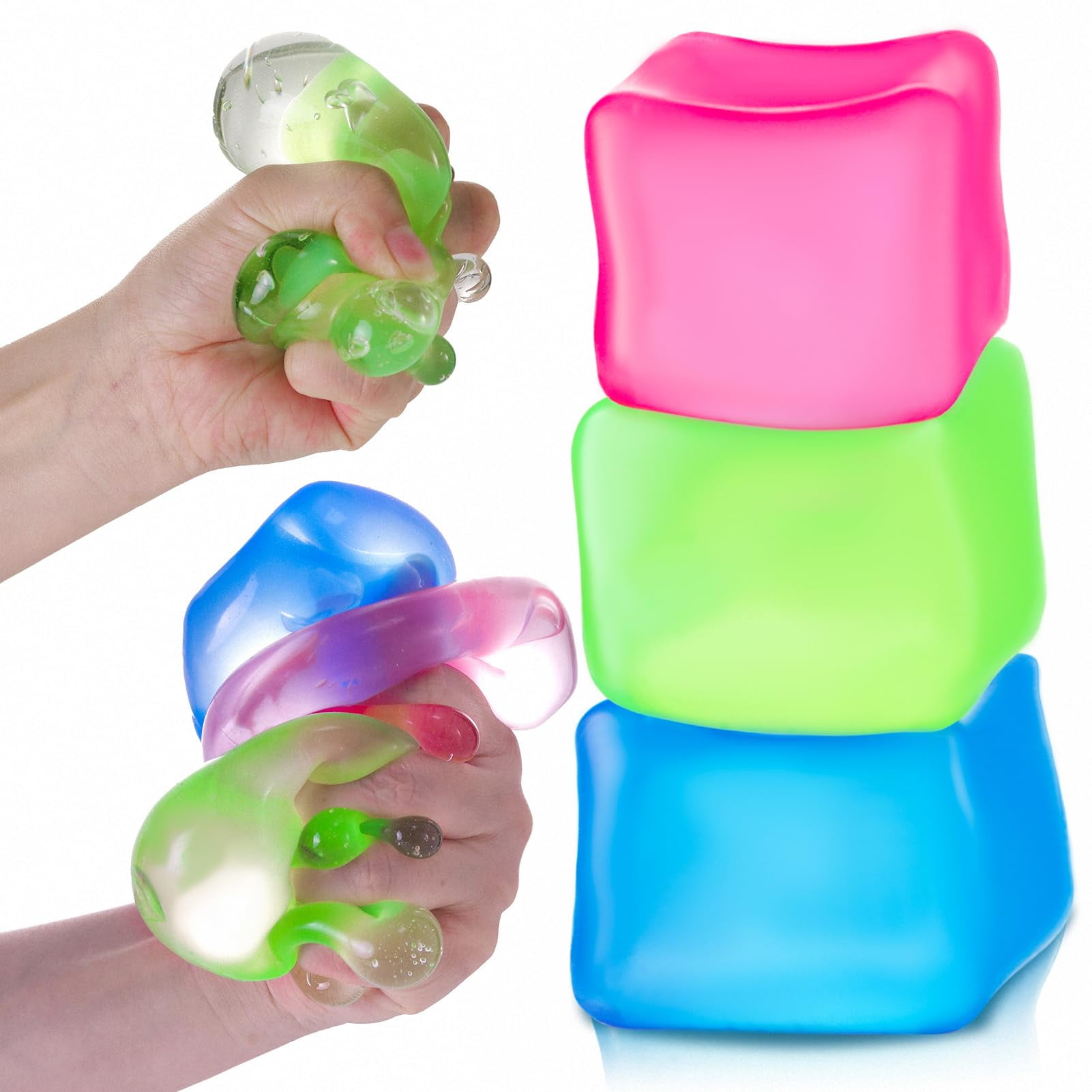 3Pack Stress Cube Squishy Balls - Slow Rising Stress Balls Stretchy ...