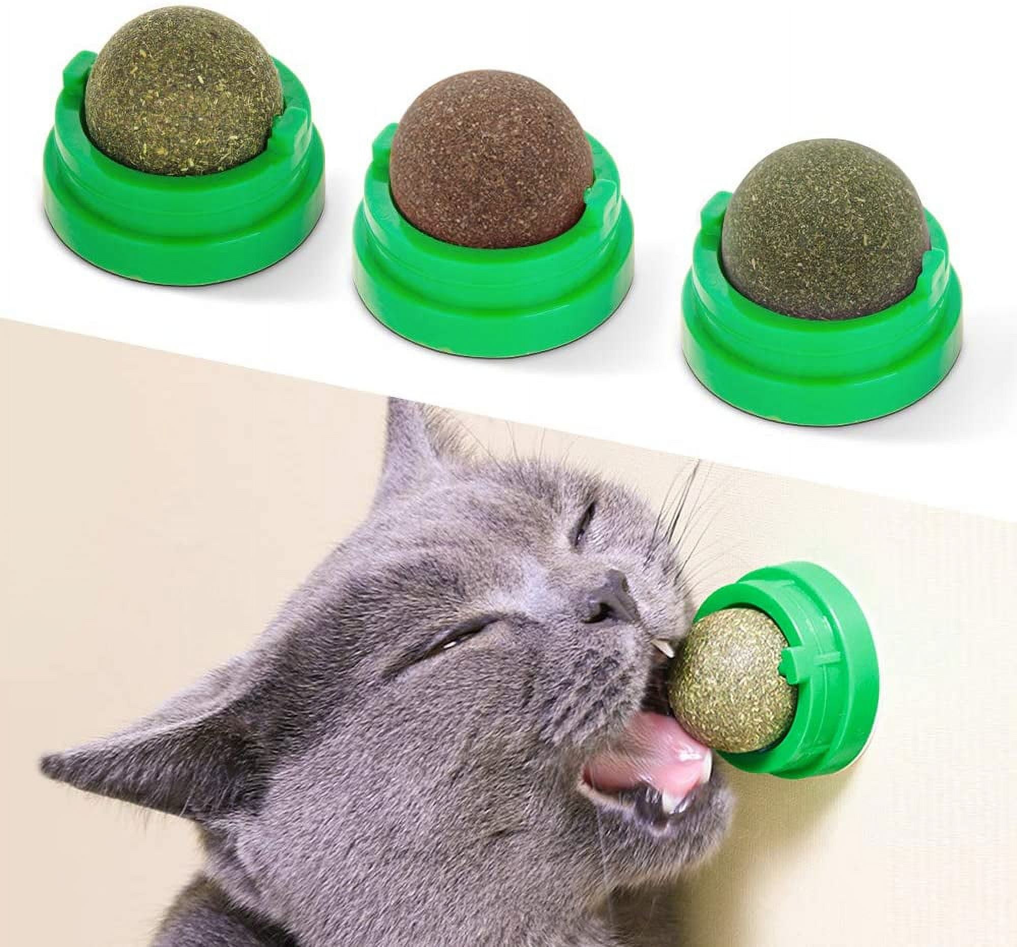 3Packs Catnip Toys Balls, Edible Kitten Silvervine Toys for Cats Lick, Safe Healthy Kitty Chew ...