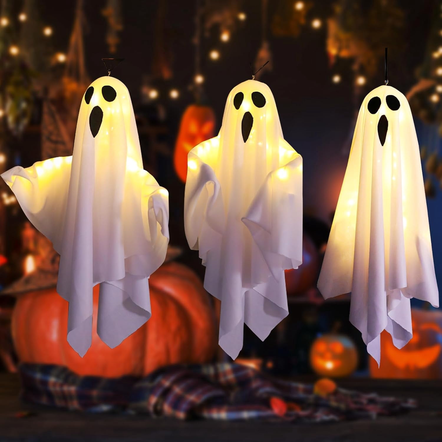 3Packs Halloween Light Up Hanging Ghost Halloween Ghost Decorations ...