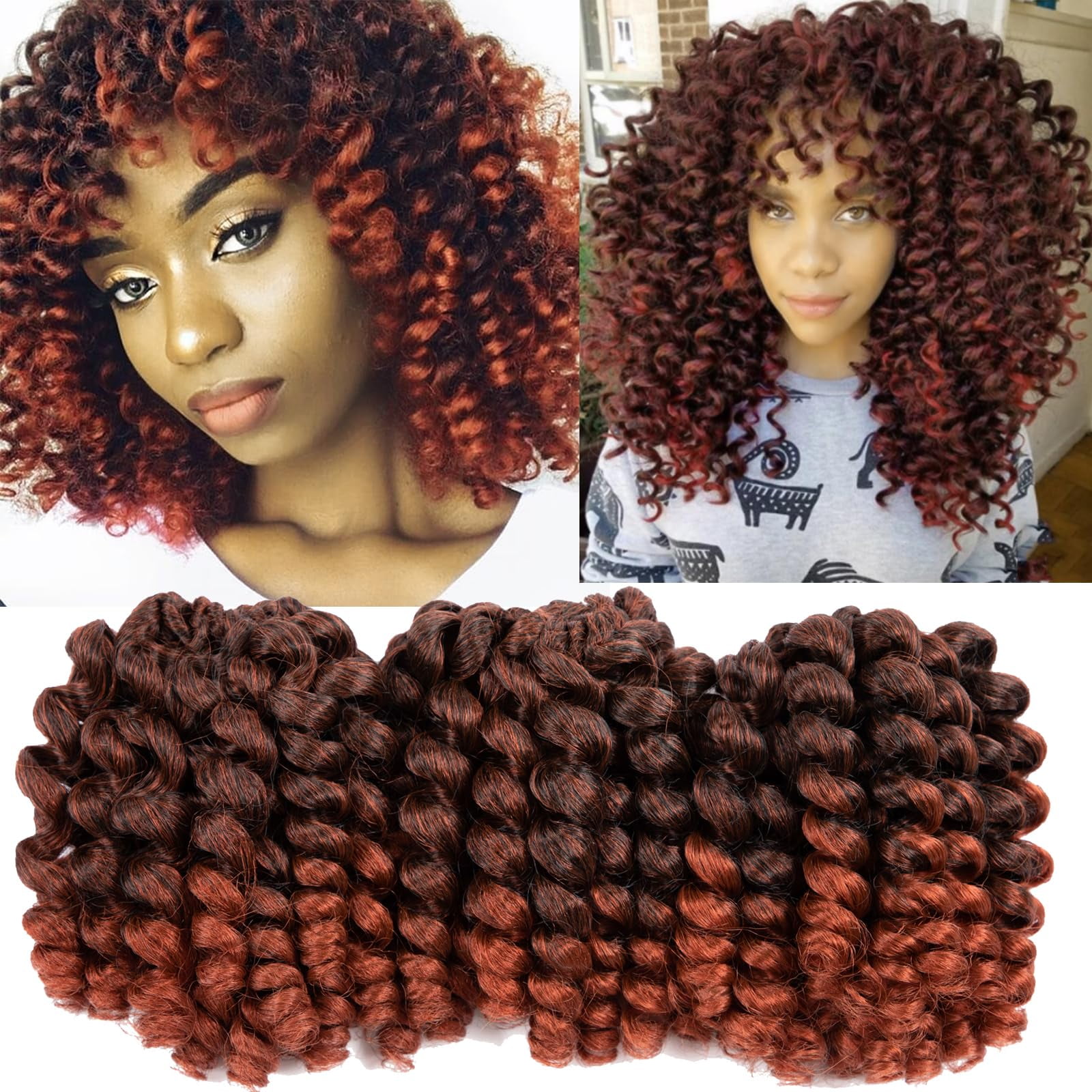 3Packs JAMAICAN BOUNCE African Collection Crochet Braiding Hair Ginger ...