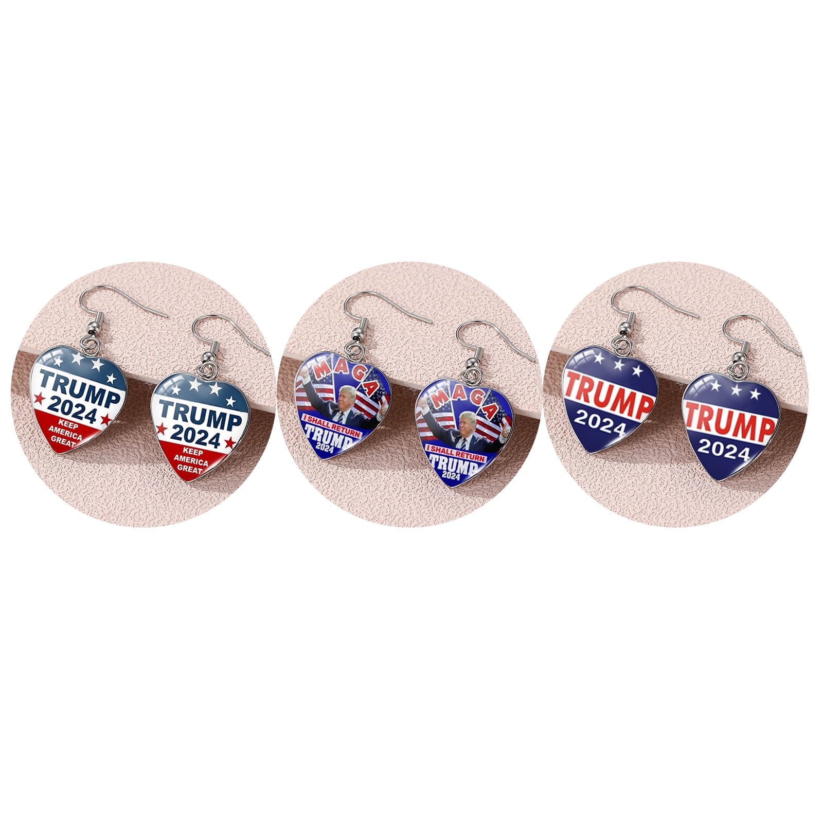 3Packs Trump 2024 Flag for Men Women Trump Bracelet Pin Earrings Donald ...