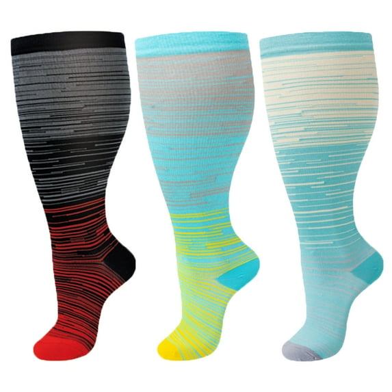 3Pair Plus Size Compression Socks for Women & Men，Circulation 20-30 ...