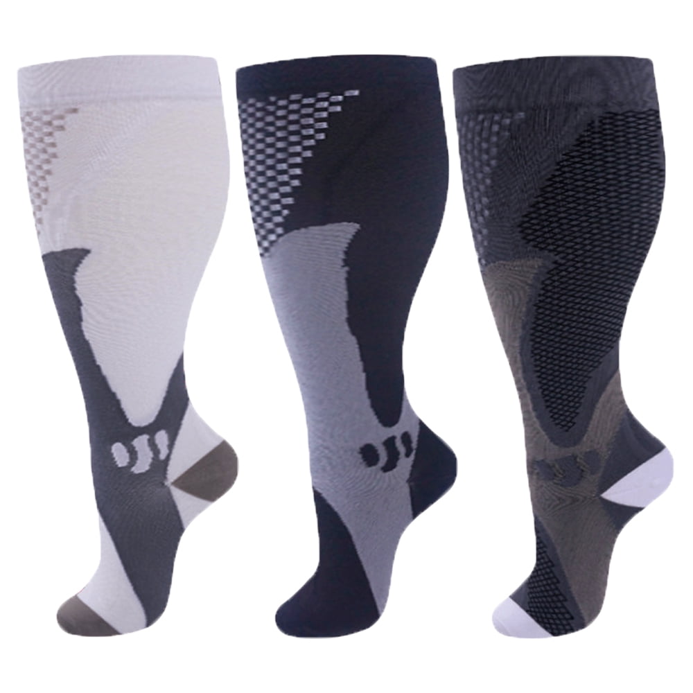 3Pair Plus Size Compression Socks for Women & Men，Circulation 20-30 ...
