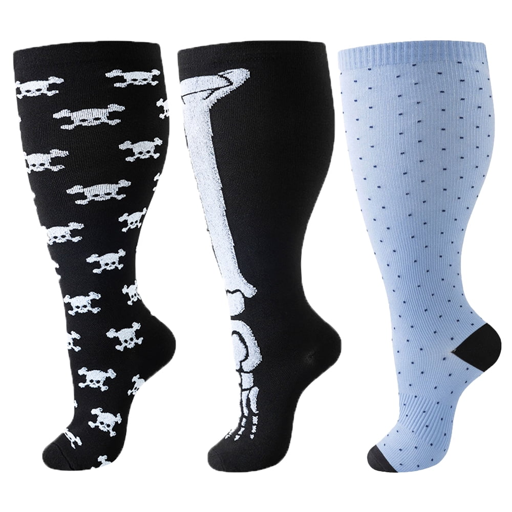 3Pair Plus Size Compression Socks for Women & Men，Circulation 20-30 ...