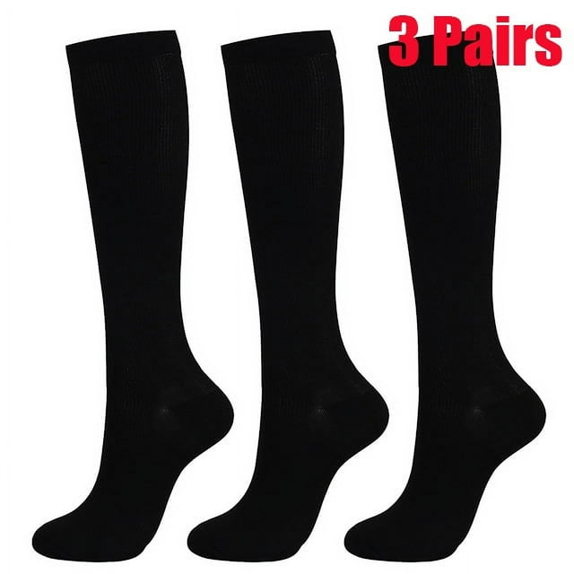 Teloly 3pairs 15 20 Mmhg Light Support Womens Sheer Knee Hi Closed Compression Socks