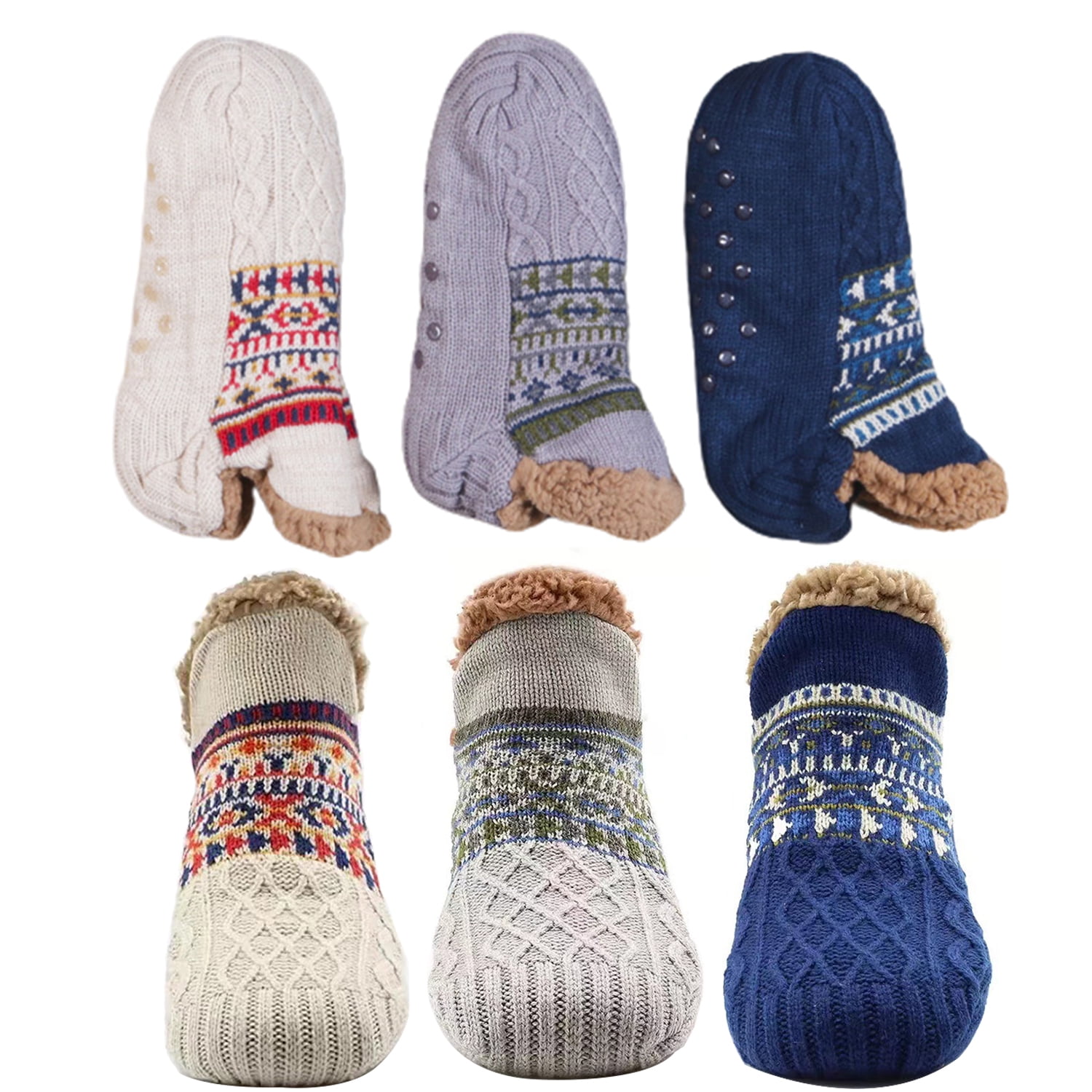 3Pairs Anti Slip soft slipper sock for indoor home men house slippers ...