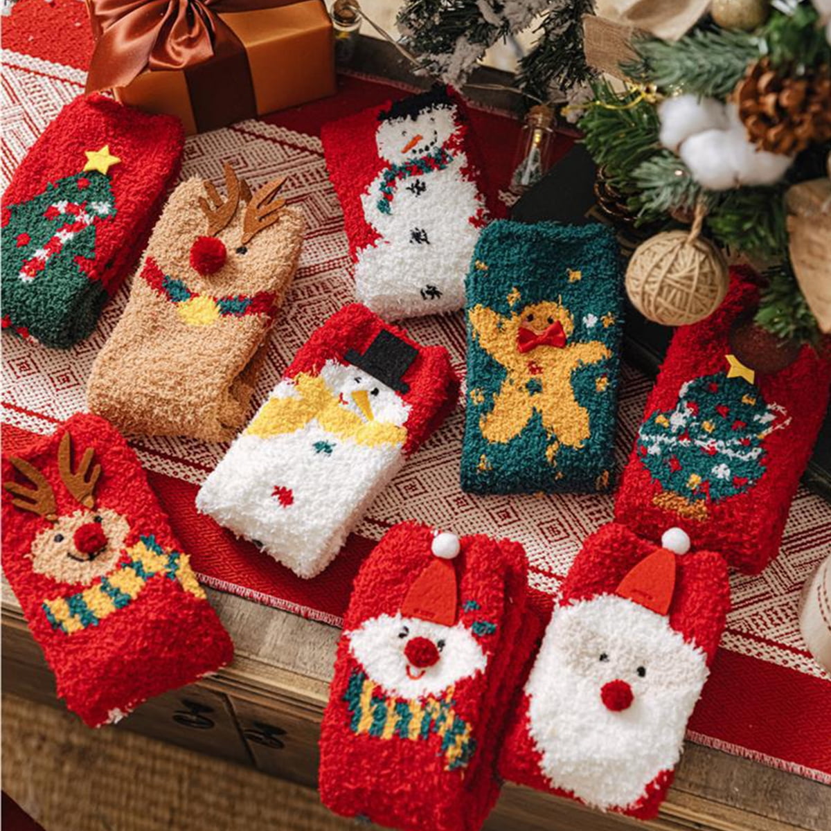 3Pairs Christmas Fuzzy Socks Slipper Ankle Socks Fuzzy Fluffy -Winter ...