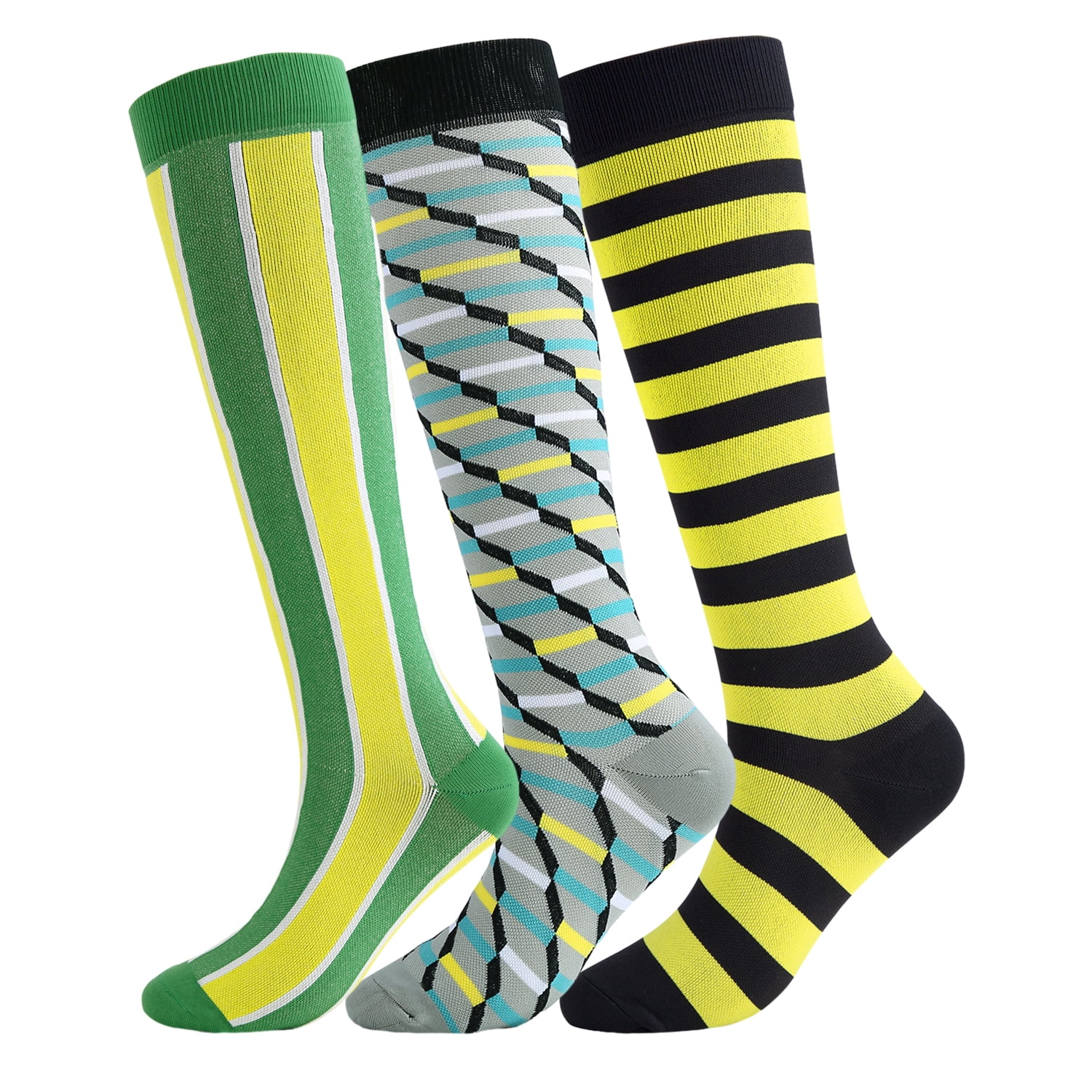 3Pairs Compression Socks for Women & Men Circulation 15-20 mmHg ...