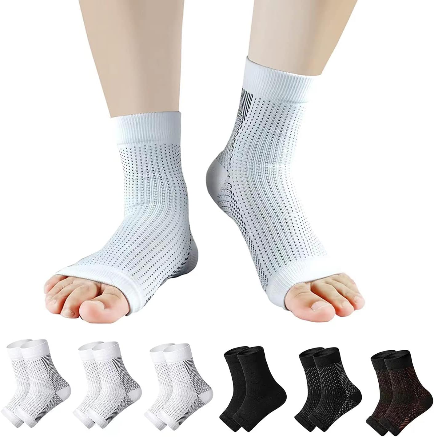 3Pairs Neuropathy Socks, Ankle brace Socks and Tendonitis compression ...
