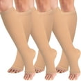 3Pairs Open Toe Compression Socks 15-20 mmHg for Women and Men Knee ...