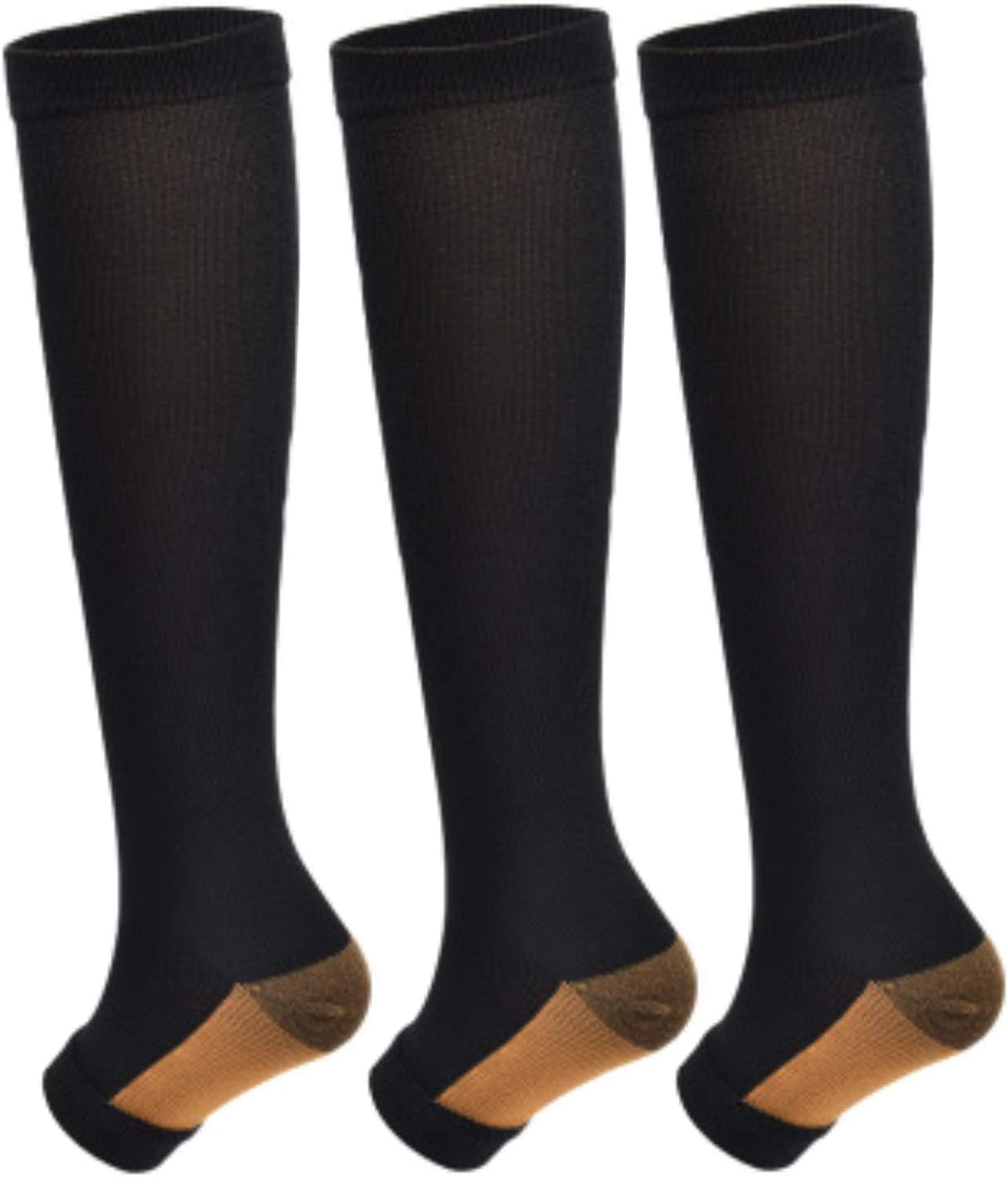 3Pairs Open Toe Toeless Compression Socks(15-20mmHg) for Men and Women ...