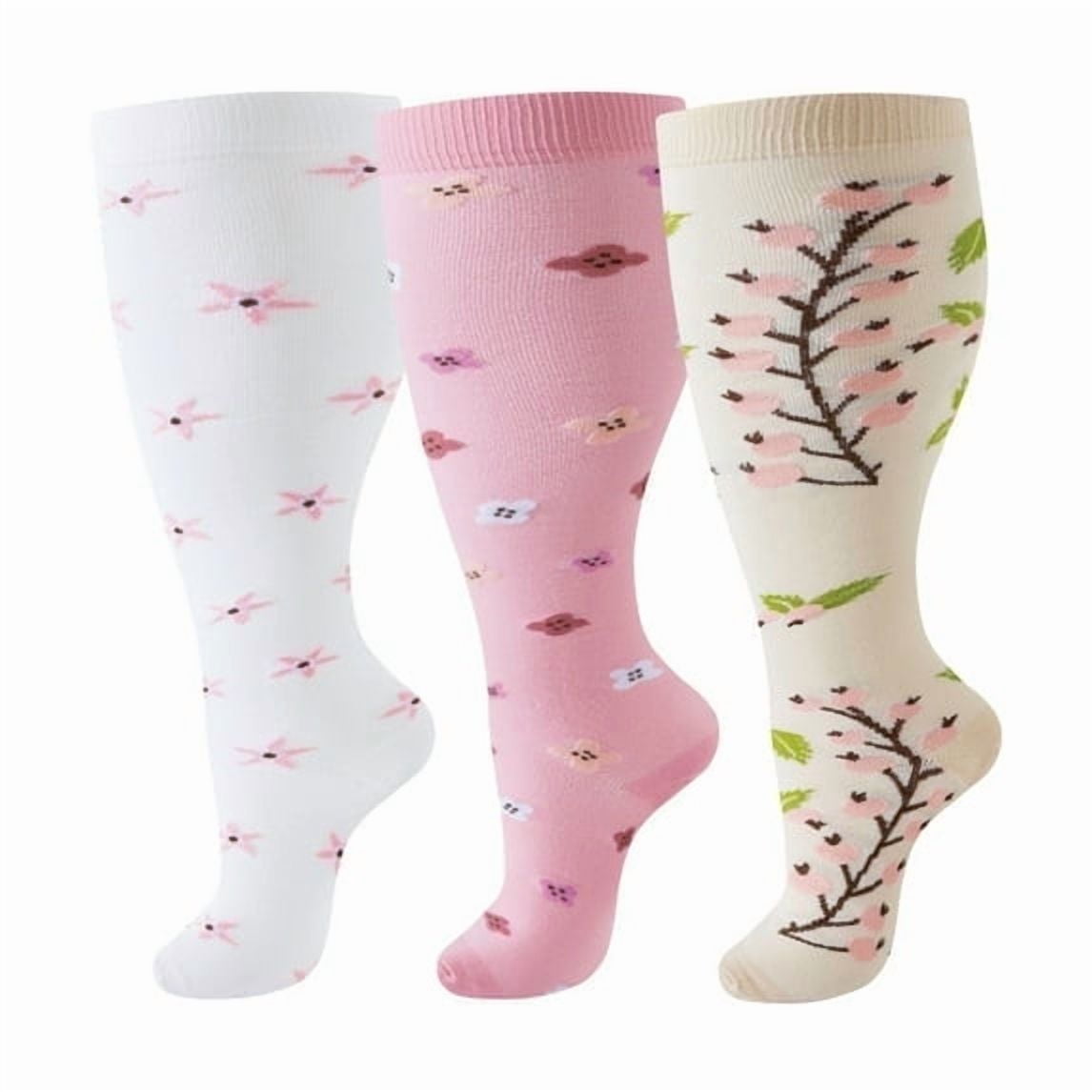 3Pairs Plus Size Compression Socks for Women & Men 20-30 mmhg Extra ...