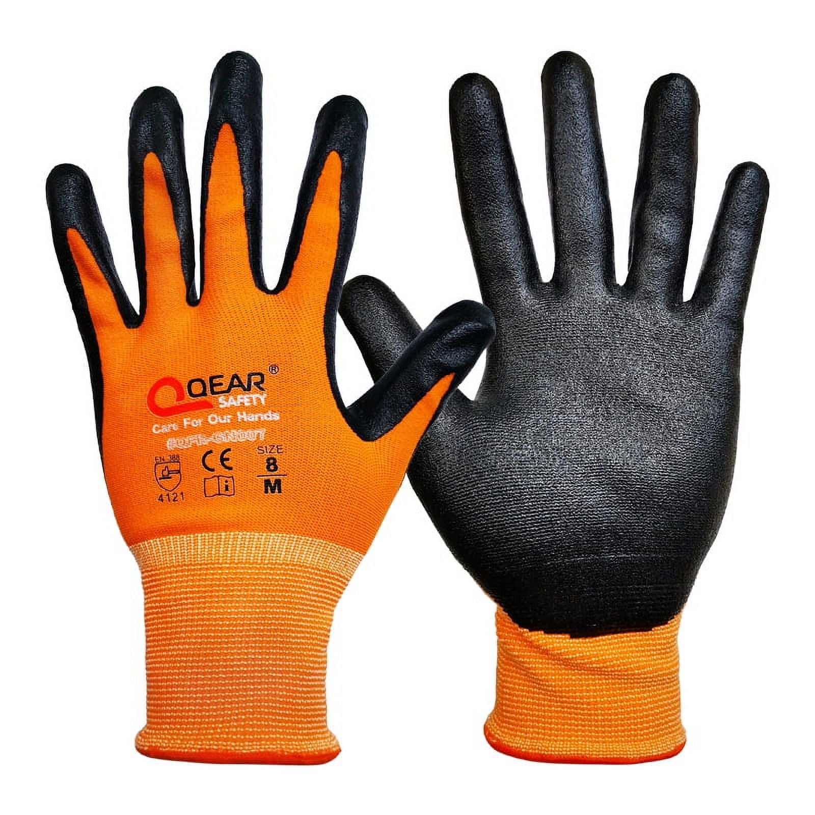 Qear 3-Pair General Purpose Work Safety Gloves, Nitrile Rubber, Large ...