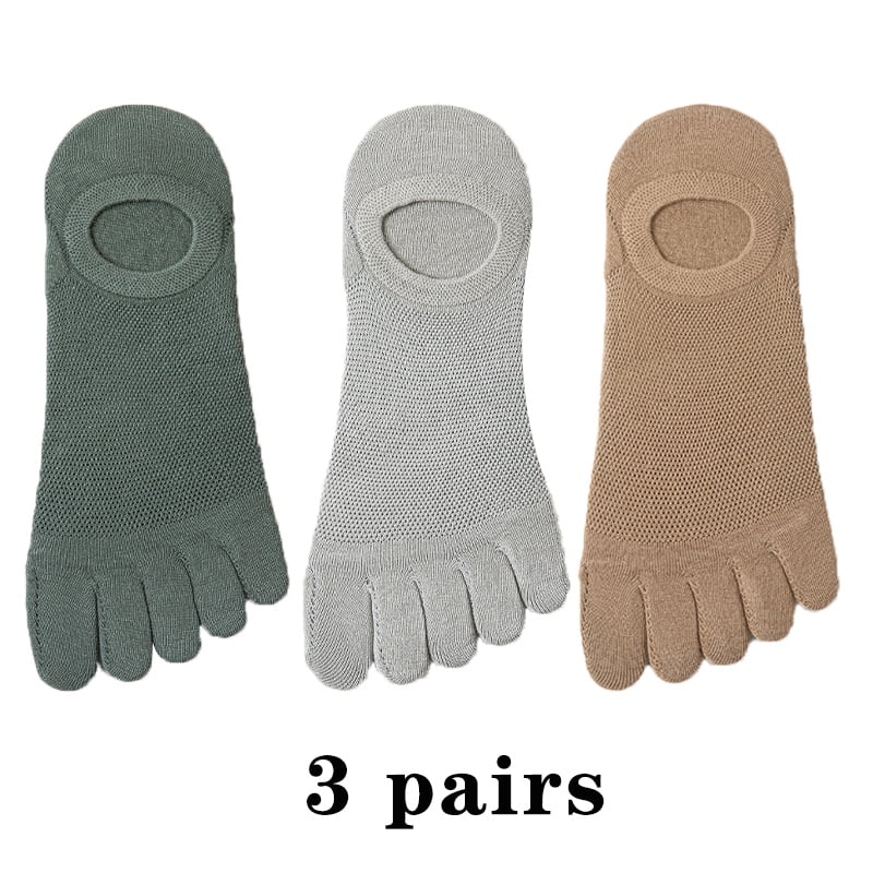 3Pairs Running Men's Open Toe Socks Elastic Short Solid Cotton Sweat ...