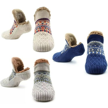 AMITOFO Men's Fuzzy Thermal Socks with Non-Slip Bottom and Christmas ...