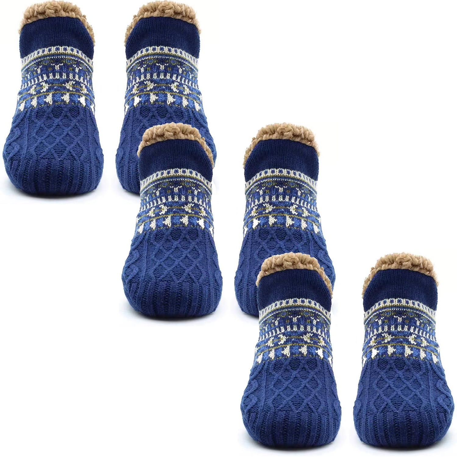 3Pairs Slipper Socks with Grippers Fuzzy Socks for Men Non Slip ...