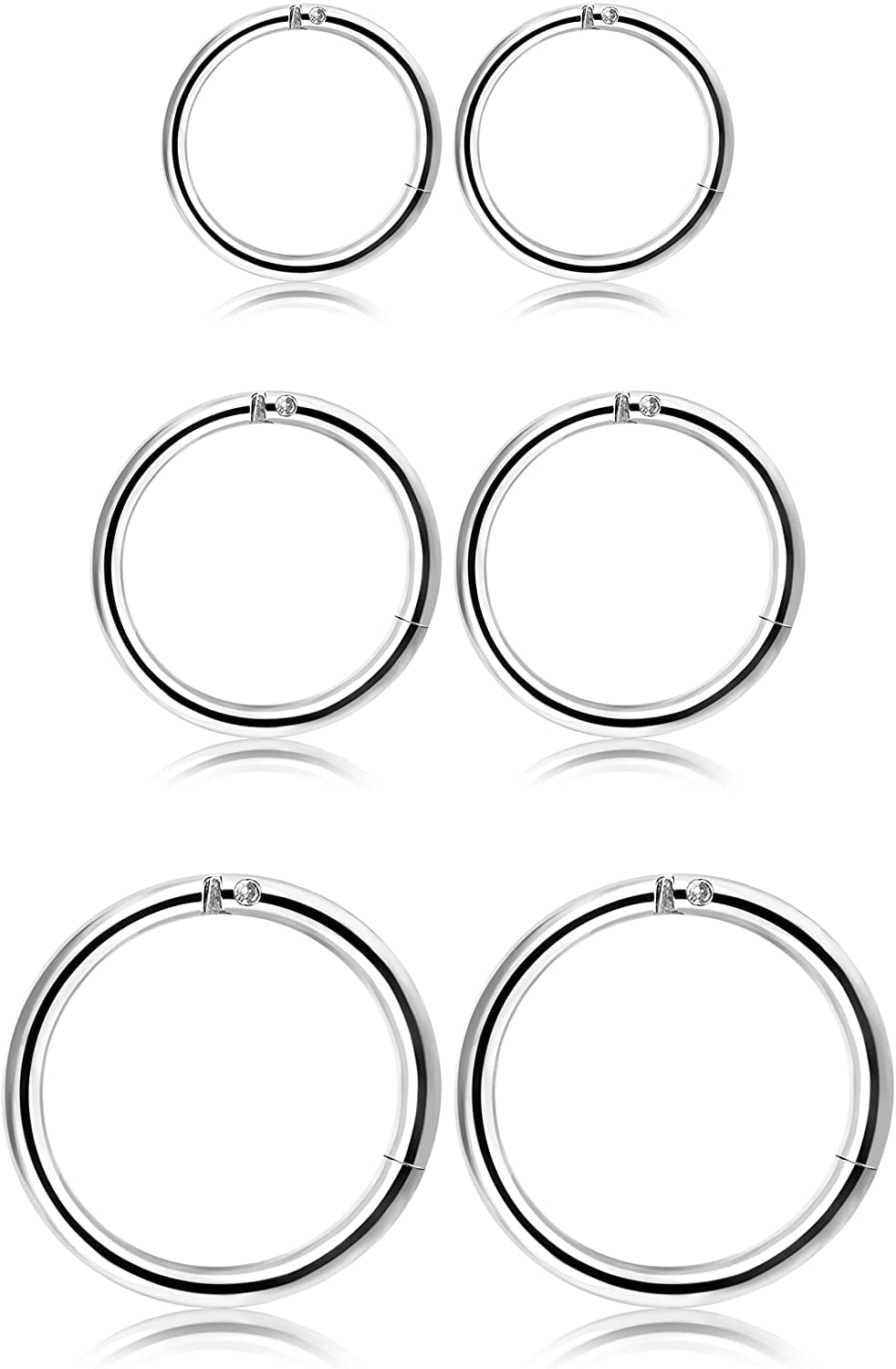 3Pairs Stainless Steel 16G Sleeper Earrings Septum Clicker Nose Lip ...