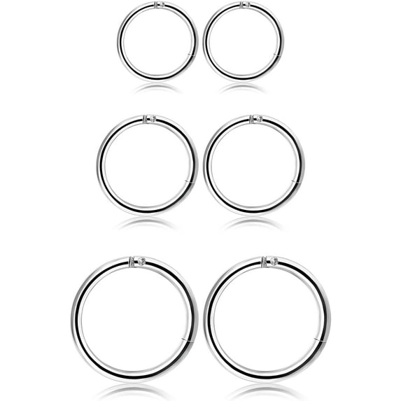 3Pairs Stainless Steel 16G Sleeper Earrings Septum Clicker Nose Lip ...