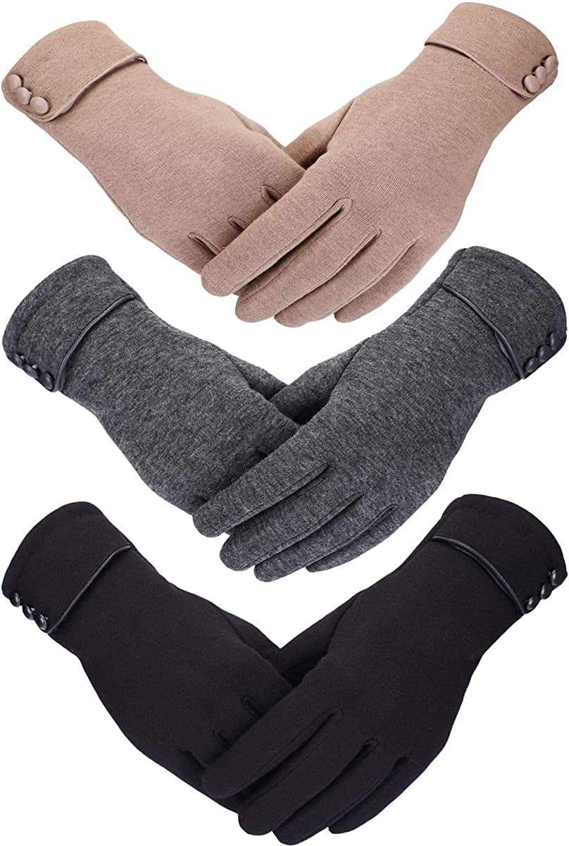 3Pairs Warm Touch Screen Gloves, Women Winter Gloves Fleece Lined Windproof Gloves for Women ...