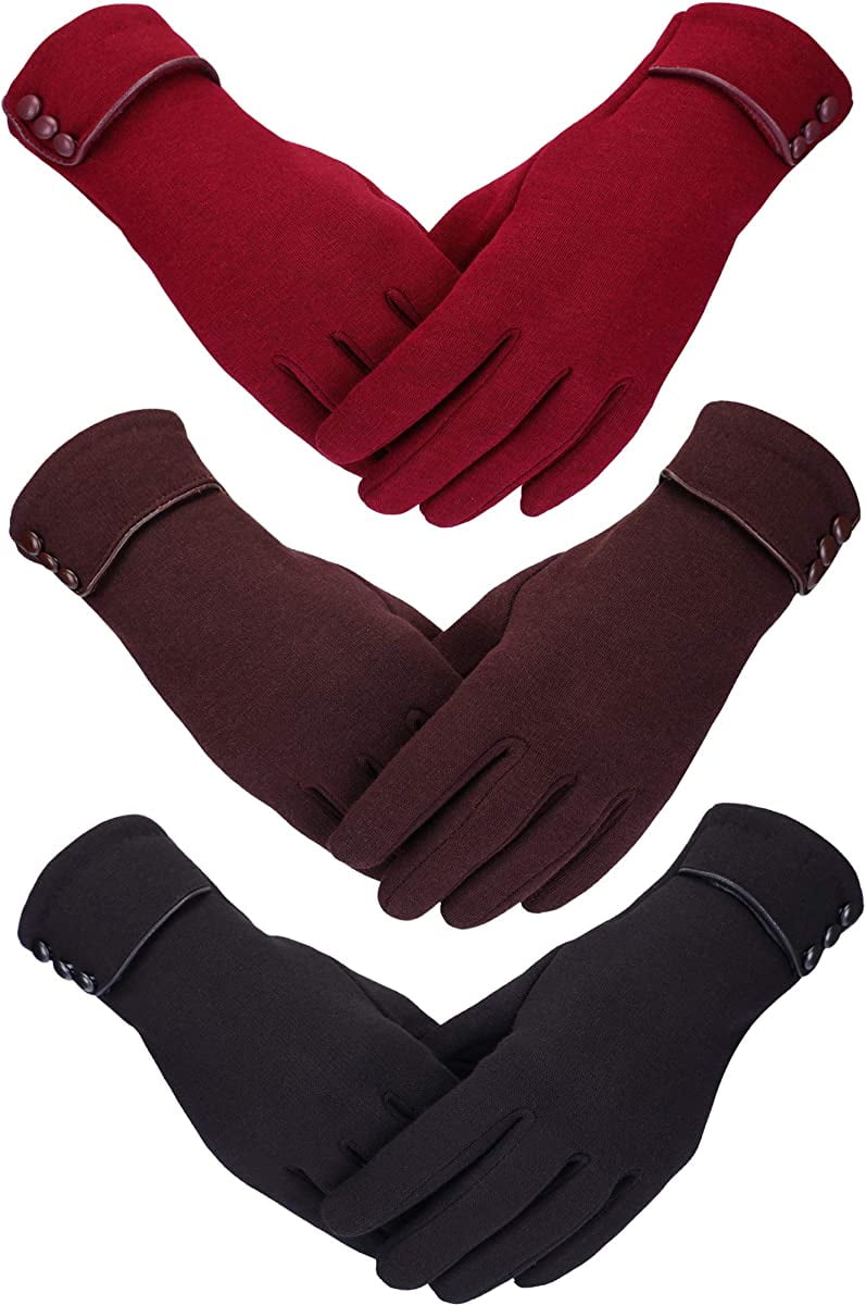 3Pairs Warm Touch Screen Gloves, Women's Winter Fleece Lined Gloves ...