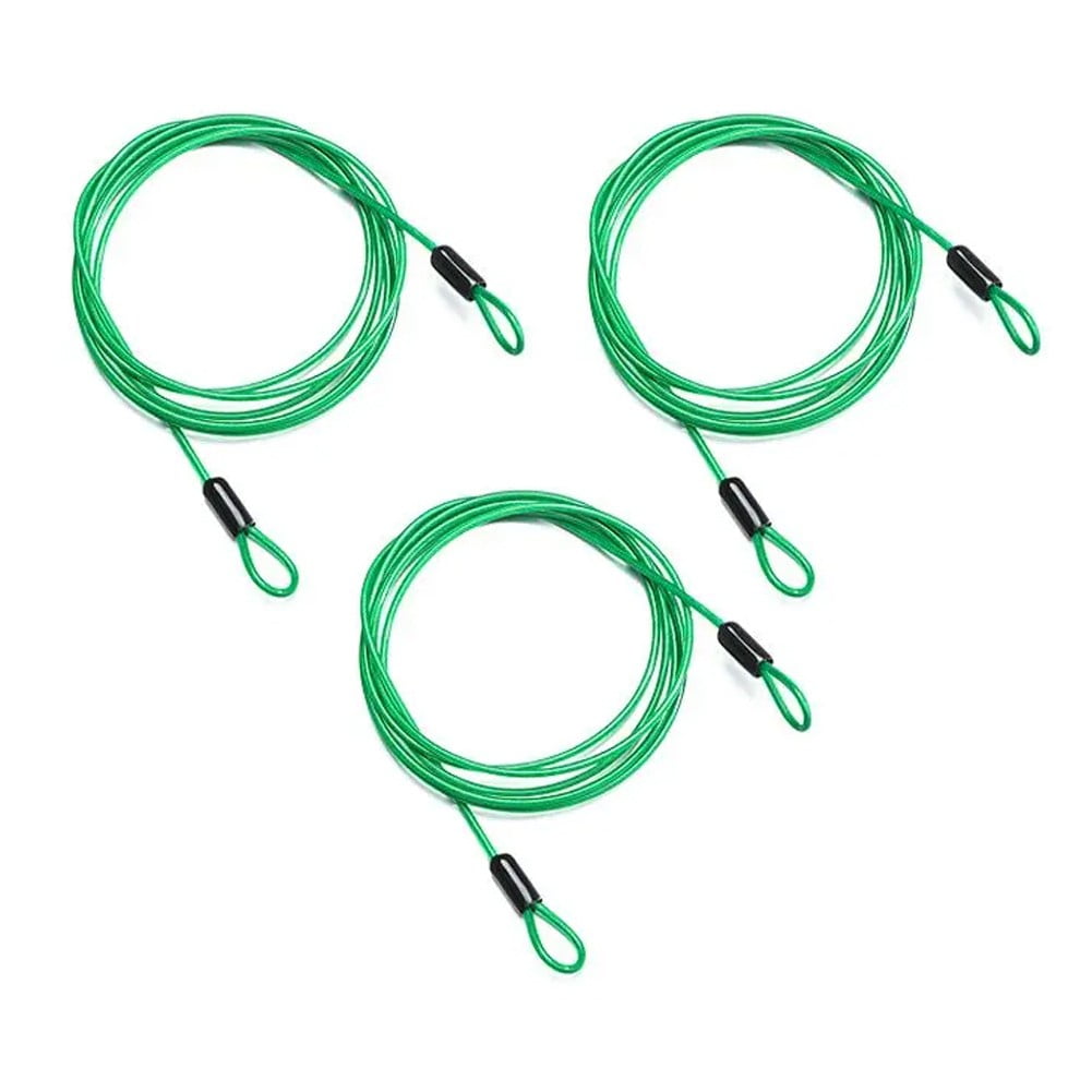 3Pc 2M Lock Wire Braided Steel Double Loop Security Anti Theft Coil ...