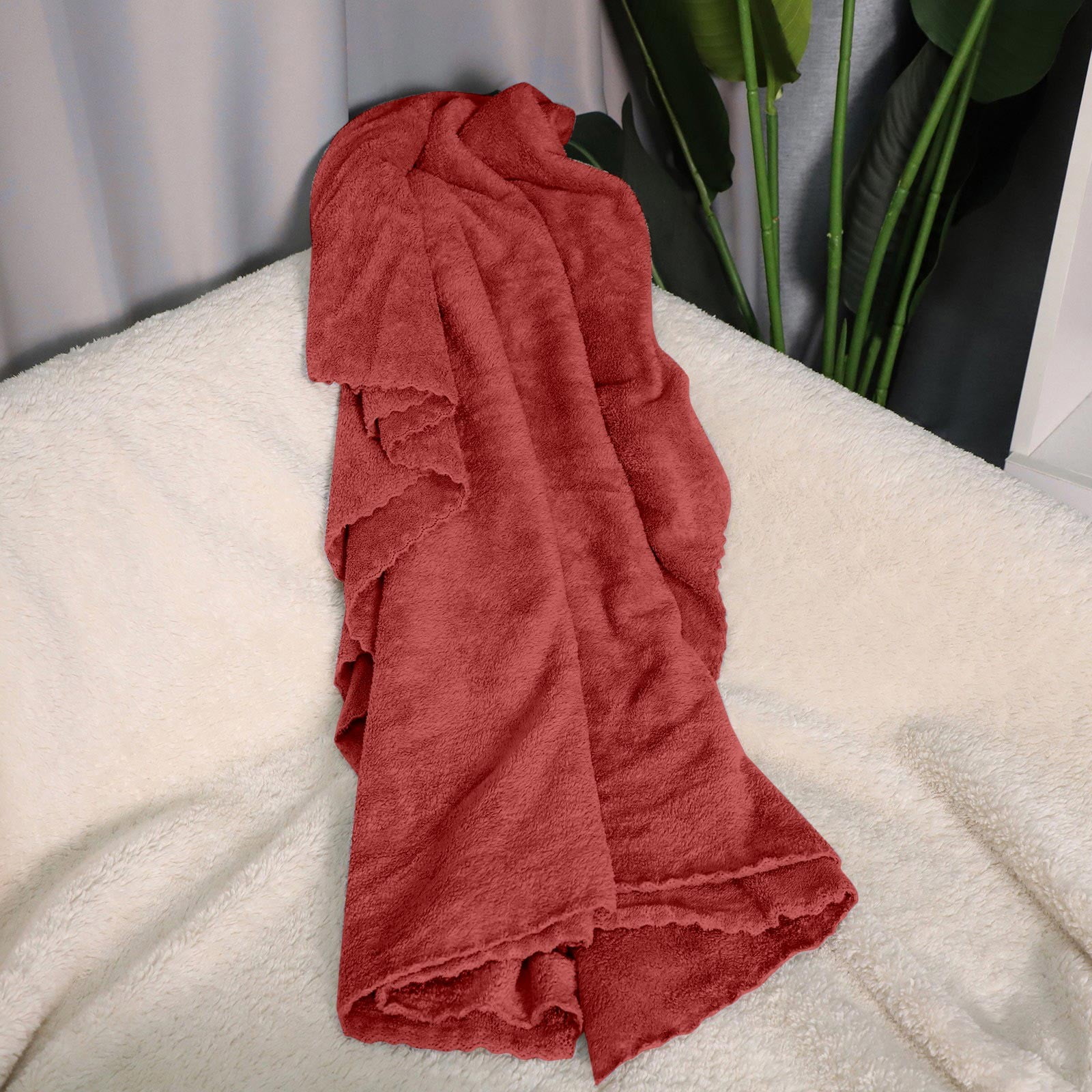 (3Pc) 80*180Cm Coral Velvet Bath Towel, Red A|Solid Color Bath Towel ...
