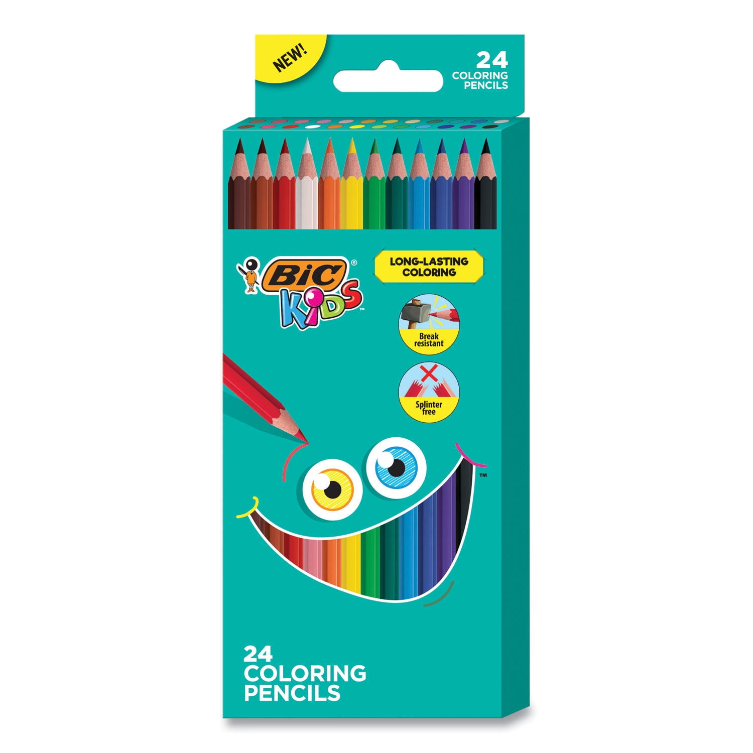 3Pc BIC Kids Coloring Pencils 0.7 mm, HB2 (#2), Assorted Lead, Assorted ...