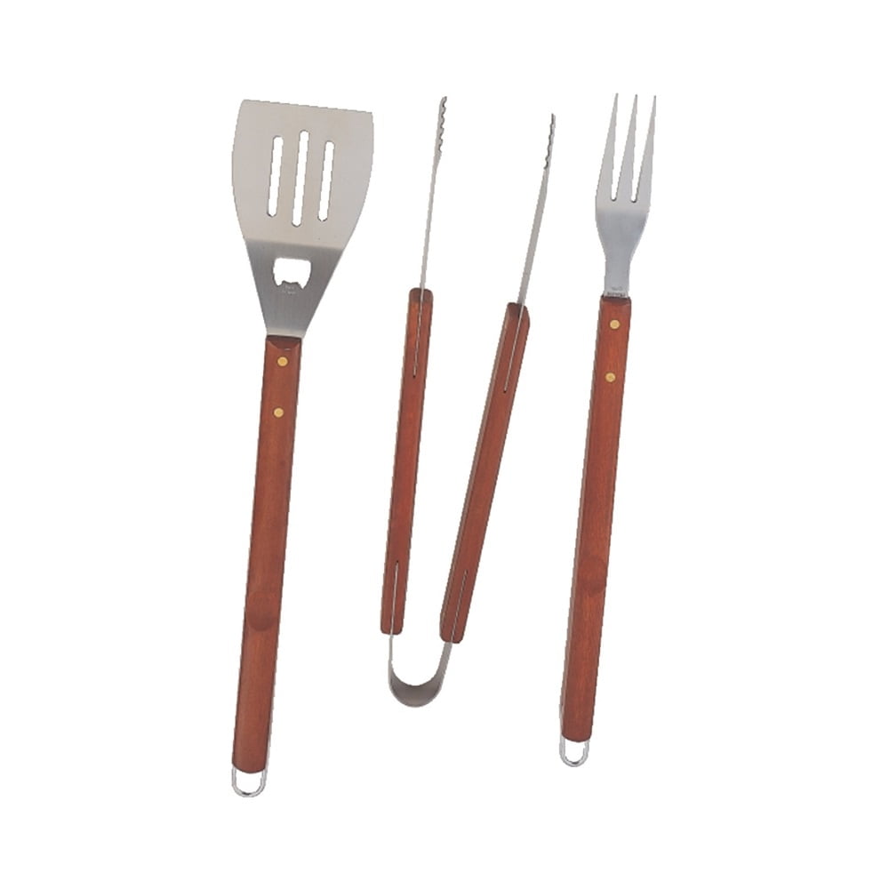 3Pc Bbq Tool Set Ss w/Wood Hdl Mintcraft Grill Accessories - Generic ...