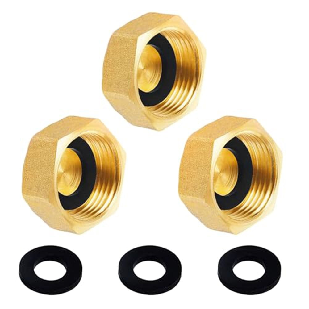 3PC Brass Blanking Cap 1 inch(30.5mm) Hex Brass Blanking Nut Cap Pipe ...