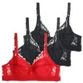 Women's Sexy Lace Bra 3Pc Casual Fashion Large Size Lace Bra Thin ...