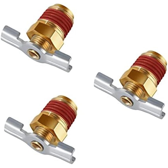 3Pc Drainage Valve with Wing Nut Handle, 1/4 NPT Inlet.Brass Winged ...